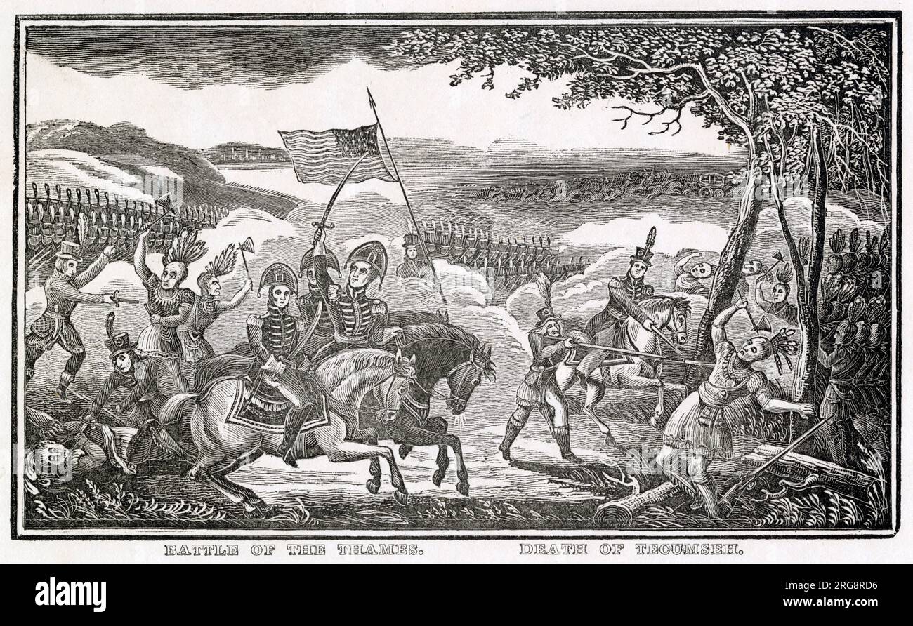 Americans under Harrison defeat the British at the battle of the Thames ...