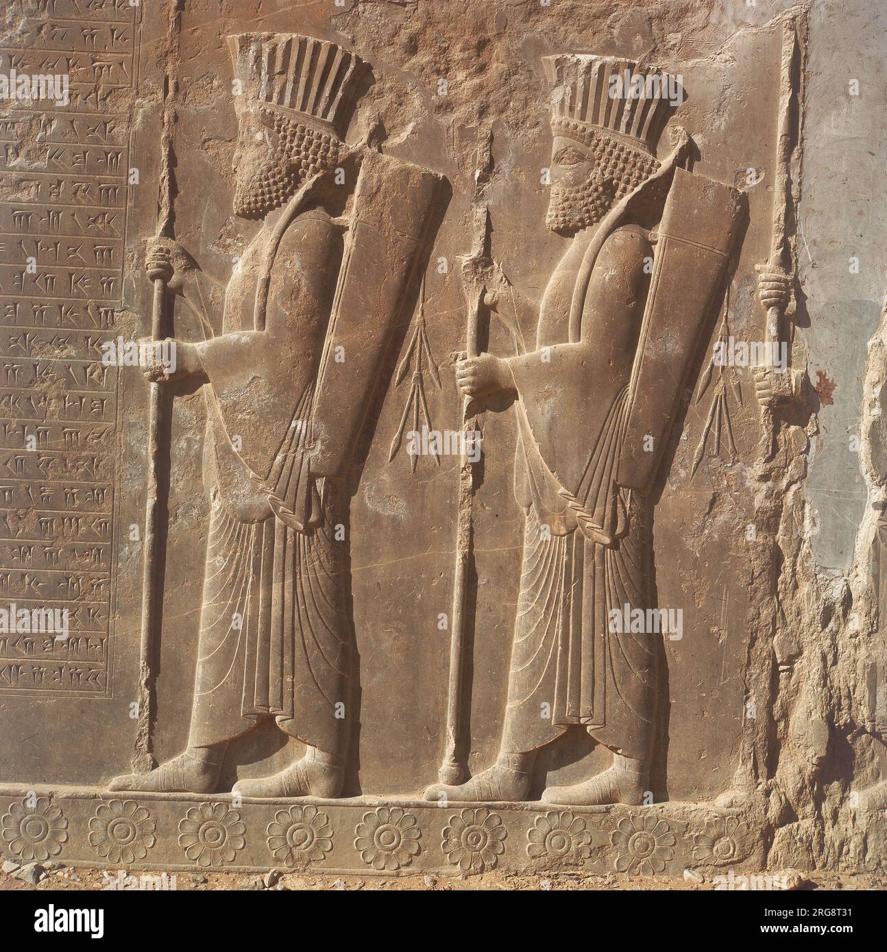 Ancient Persian warriors Stone relief at Persepolis Date: circa 500 BC ...