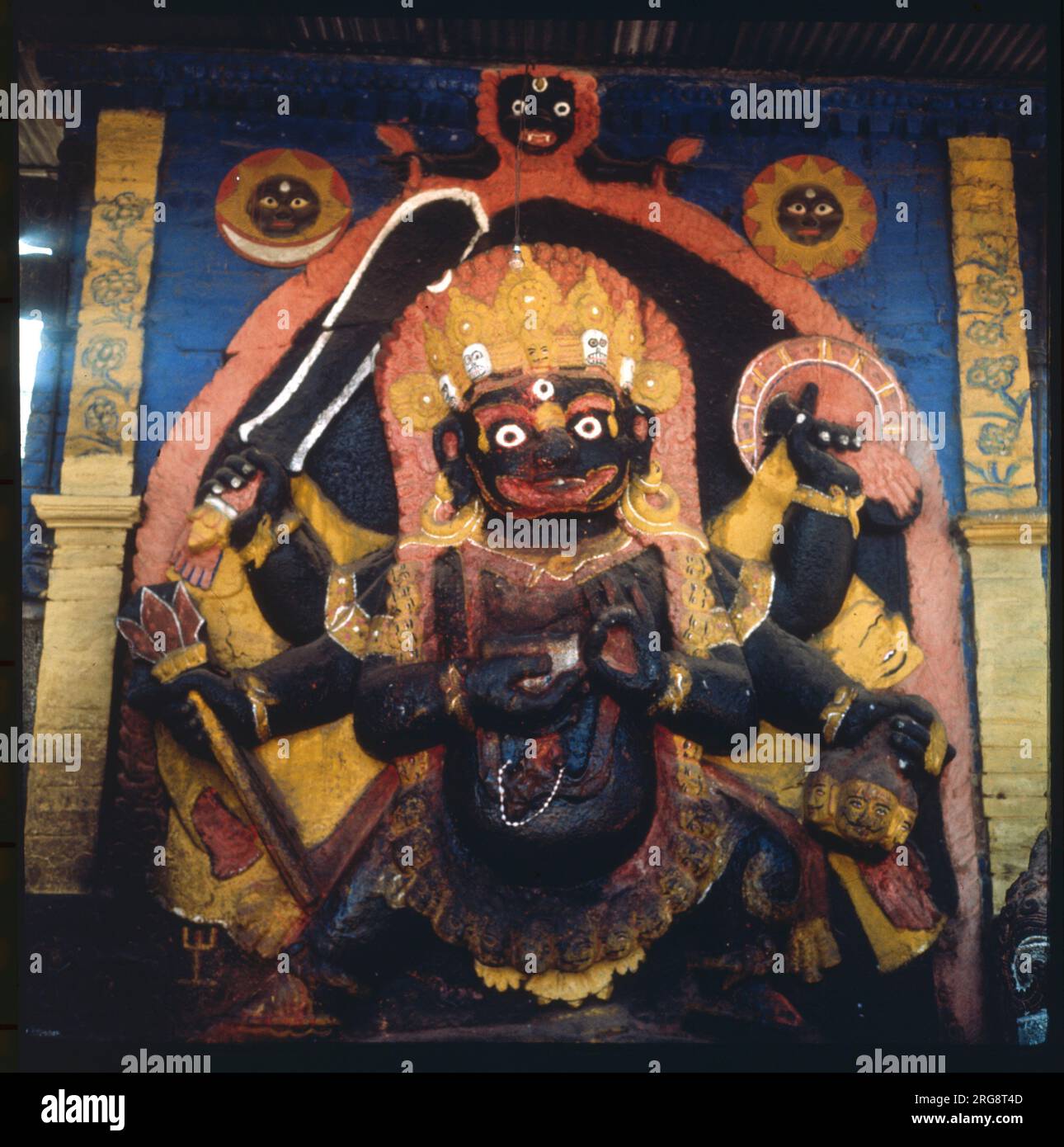 Kal-Bhairab, Hindu God of Terror depicted in a Nepalese wall painting ...