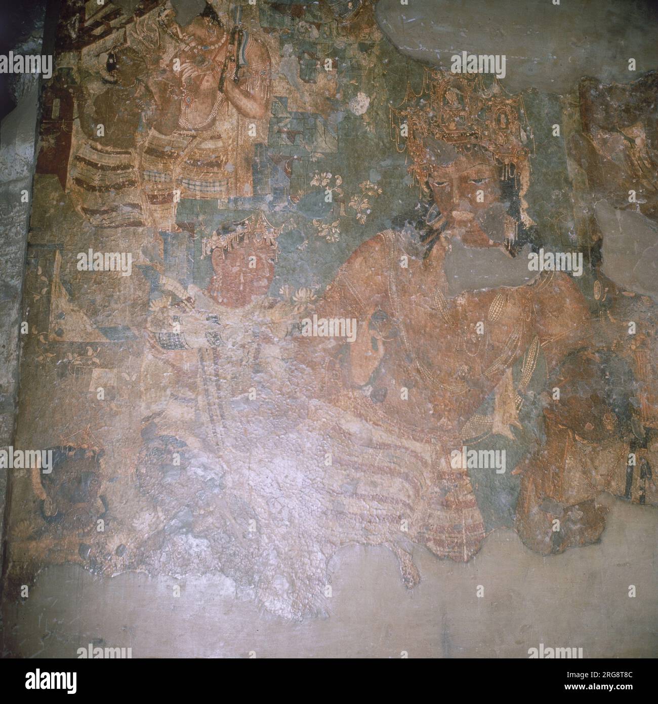 Fresco painting of 'The Dying Princess' at Ajanta, in India Stock Photo ...