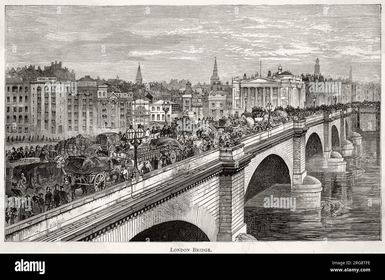 A very crowded street scene on London Bridge Stock Photo - Alamy