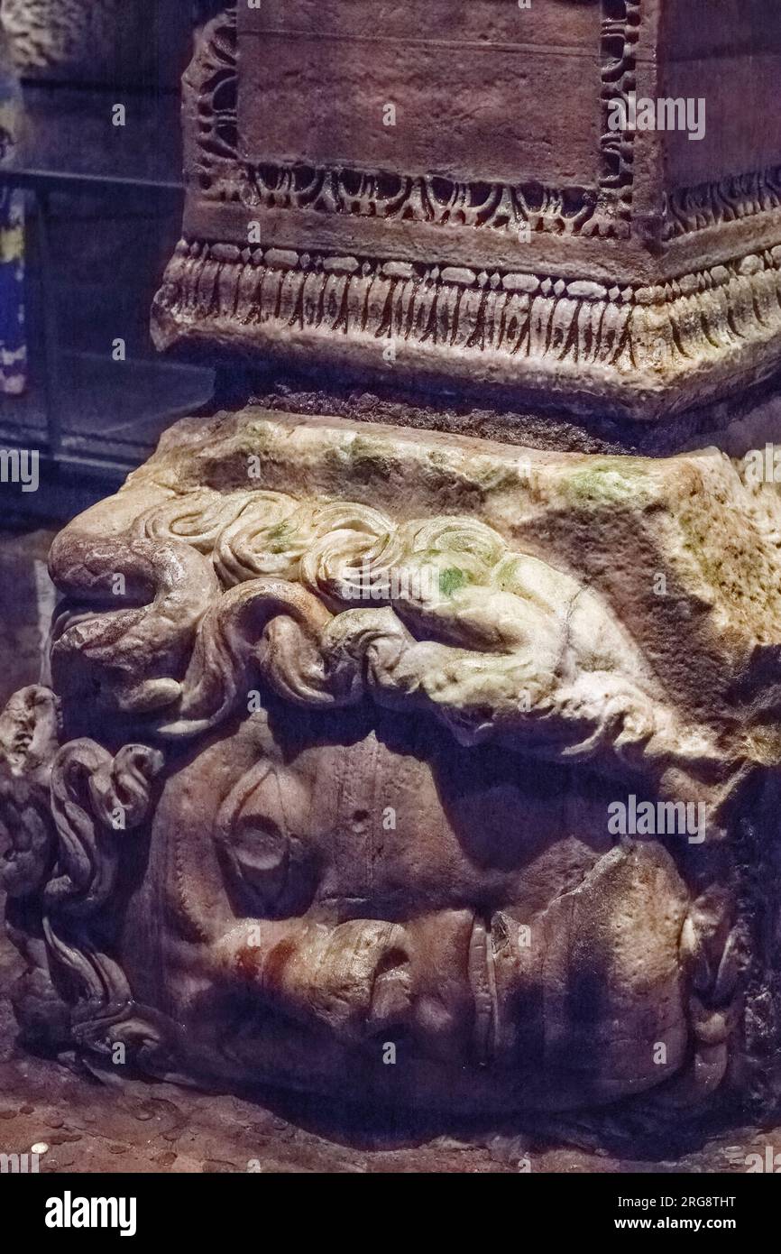Istanbul, Turkey, Türkiye. Basilica Cistern, Medusa Head Stock Photo ...