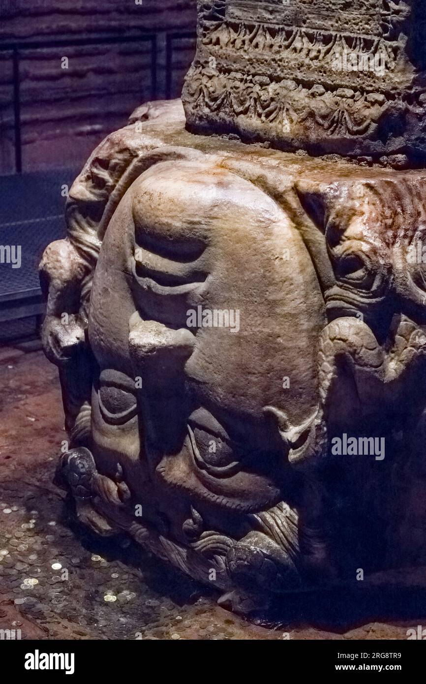 Istanbul, Turkey, Türkiye. Basilica Cistern, Medusa Head Stock Photo ...