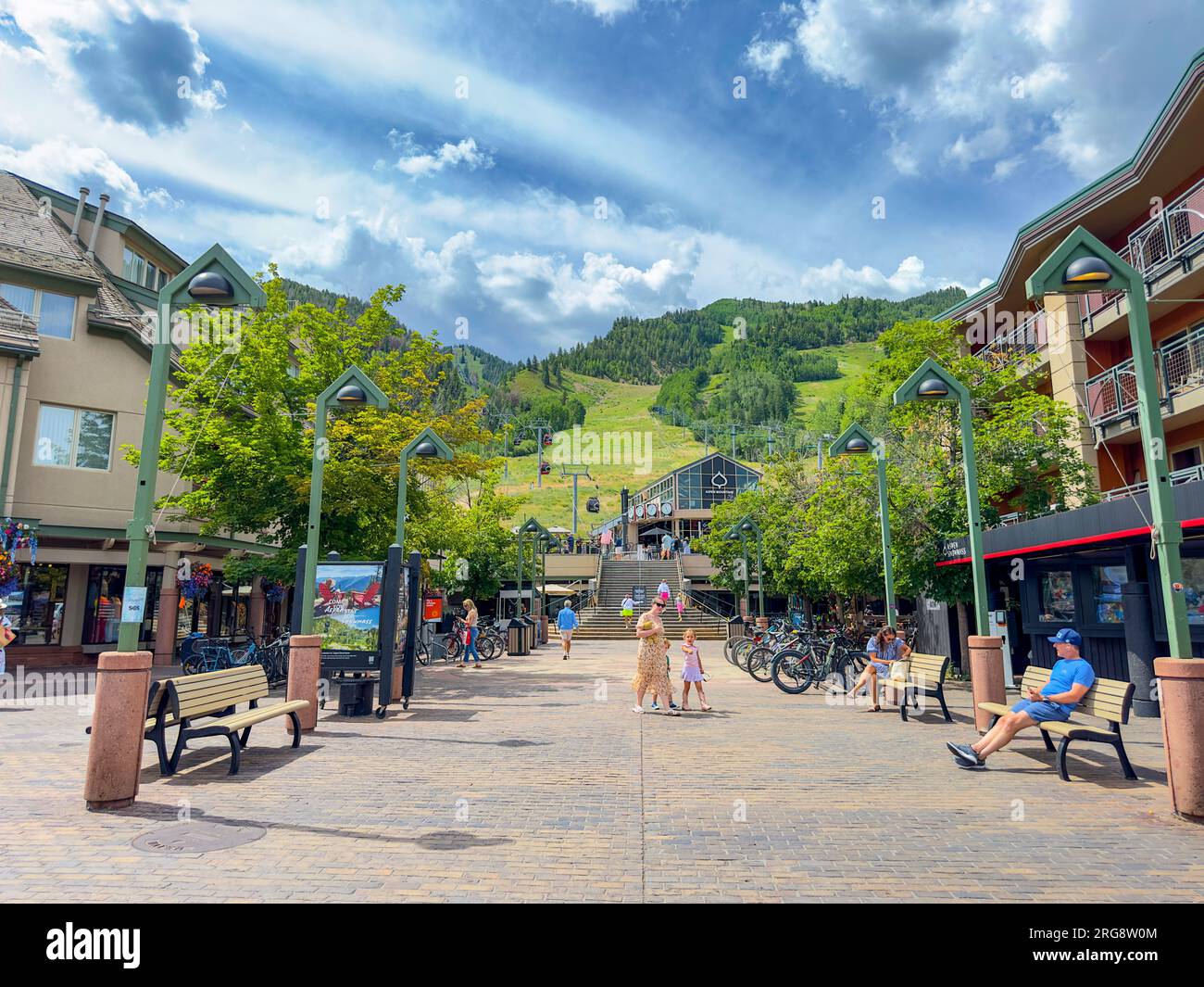 Aspen, CO, USA - July 27, 2023: Entrance to ski lifts in Aspen Colorado ...