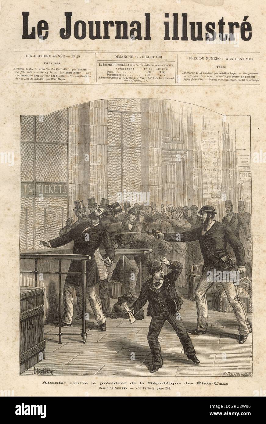 President Garfield is shot at Baltimore Station by Guiteau Stock Photo ...