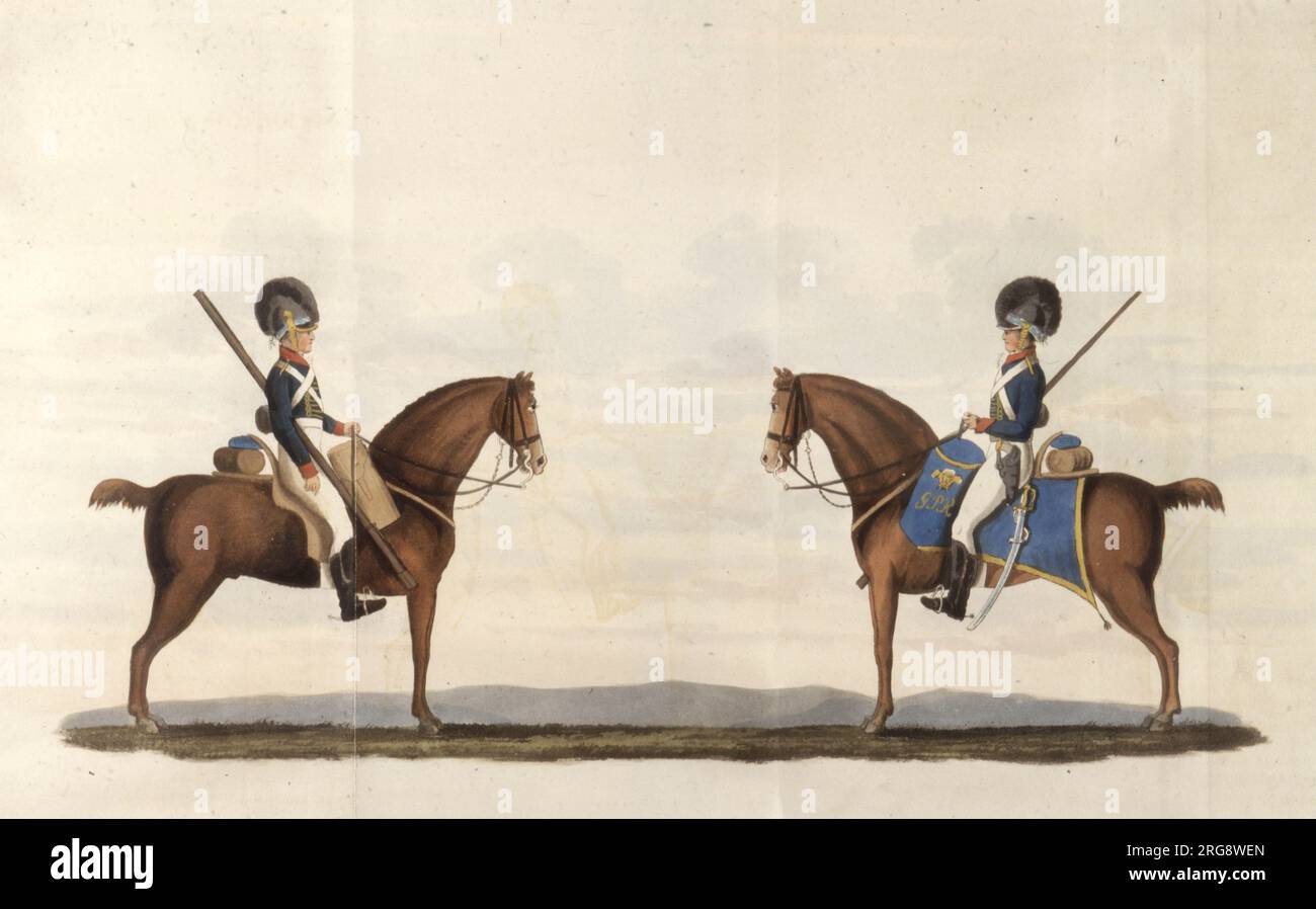 Two mounted troops from the British Army Rocket Brigade created in 1818 ...