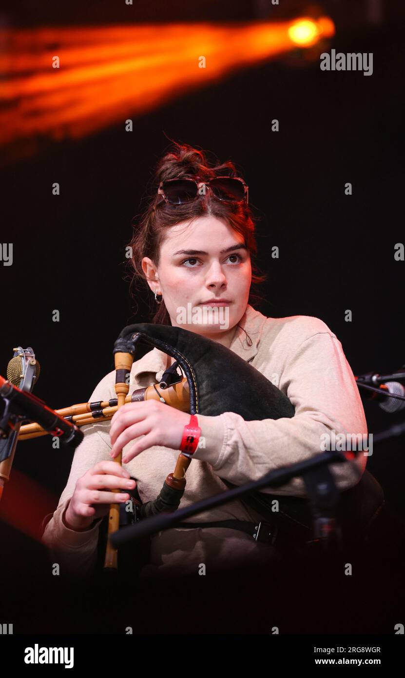 Brighde Chaimbeul plays the small pipes during her performance at ...