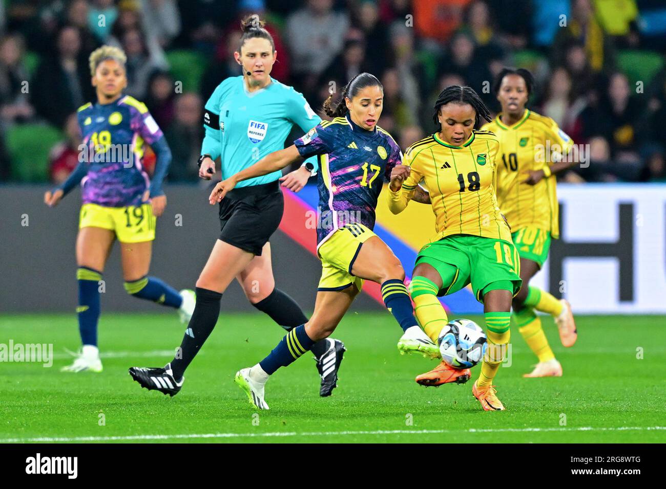 Melbourne, Australia. 8th Aug, 2023. Colombia's Carolina Arias (front L ...