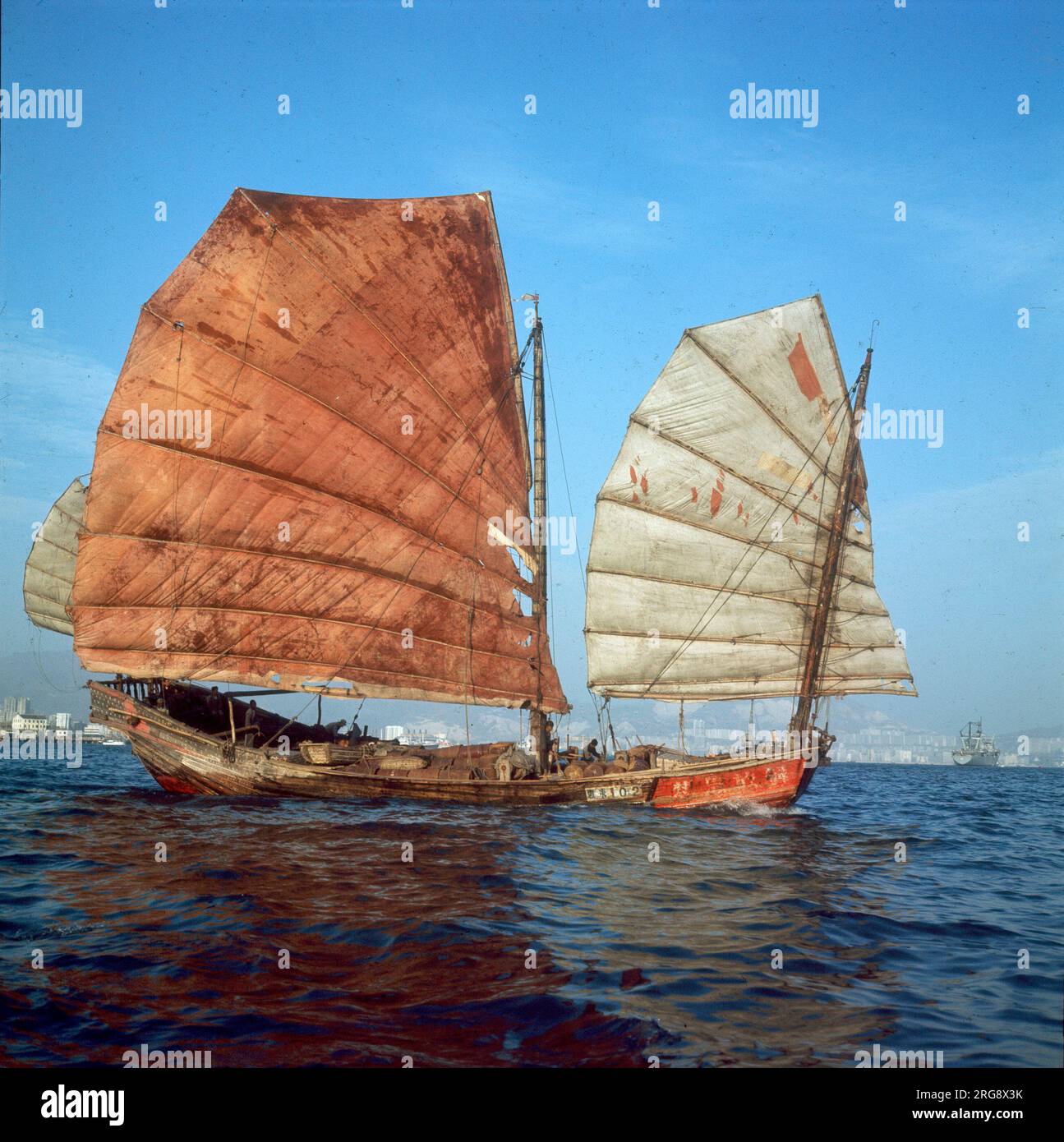 Sailing junk in Hong Kong Harbour. One of the strongest and most ...