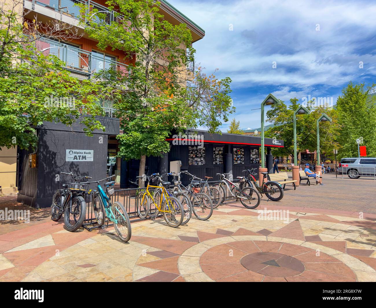 Aspen, CO, USA - July 27, 2023: Photo of a bike rack in Aspen Colorado ...