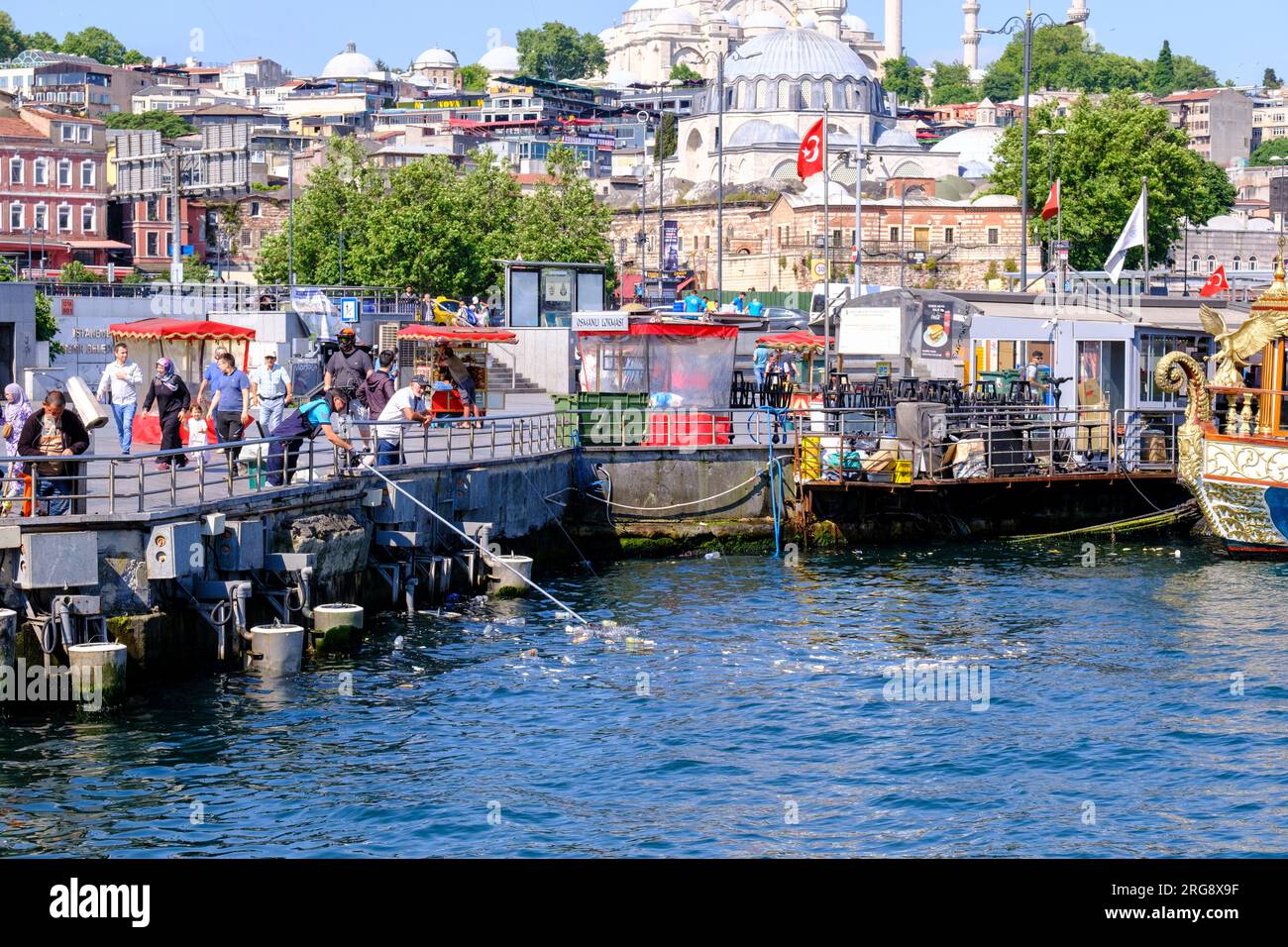 Istanbul, Turkey, Türkiye. Cleaning Plastic Waste from the Water by the ...
