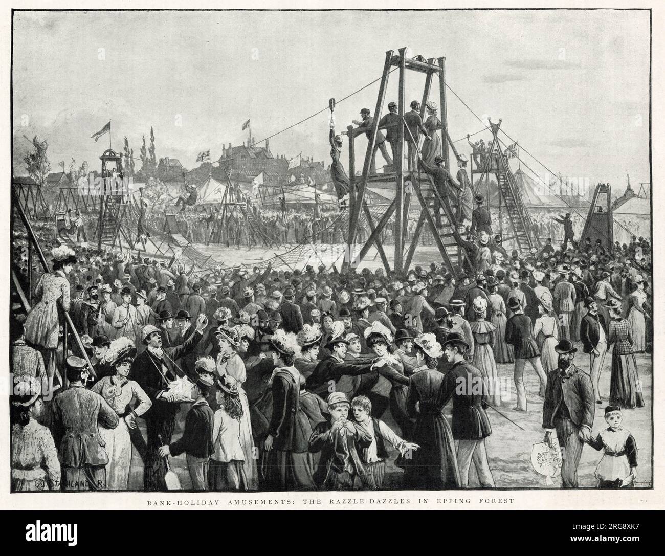 A crowd at a fair in Epping Forest. This ride is now known as the ...