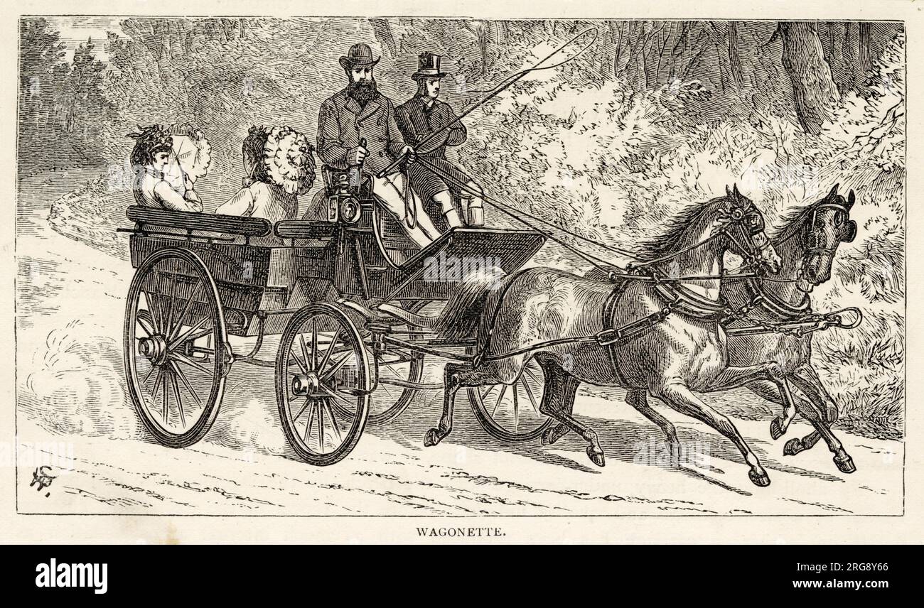 An excursion by wagonette, an open four-wheel carriage with sideways ...