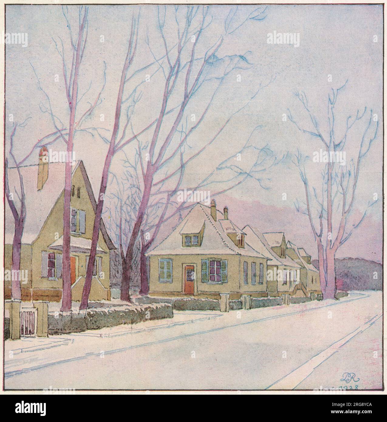 A wintry street scene in the 'cite-jardin' of Ungemach, near Strasbourg ...