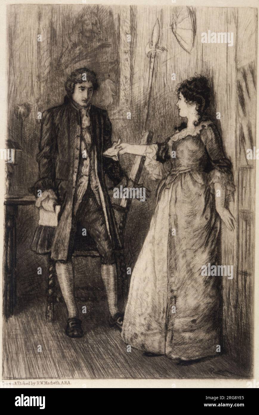 Rob Roy by Walter Scott. Diana Vernon and Frank: the glove scene Stock ...