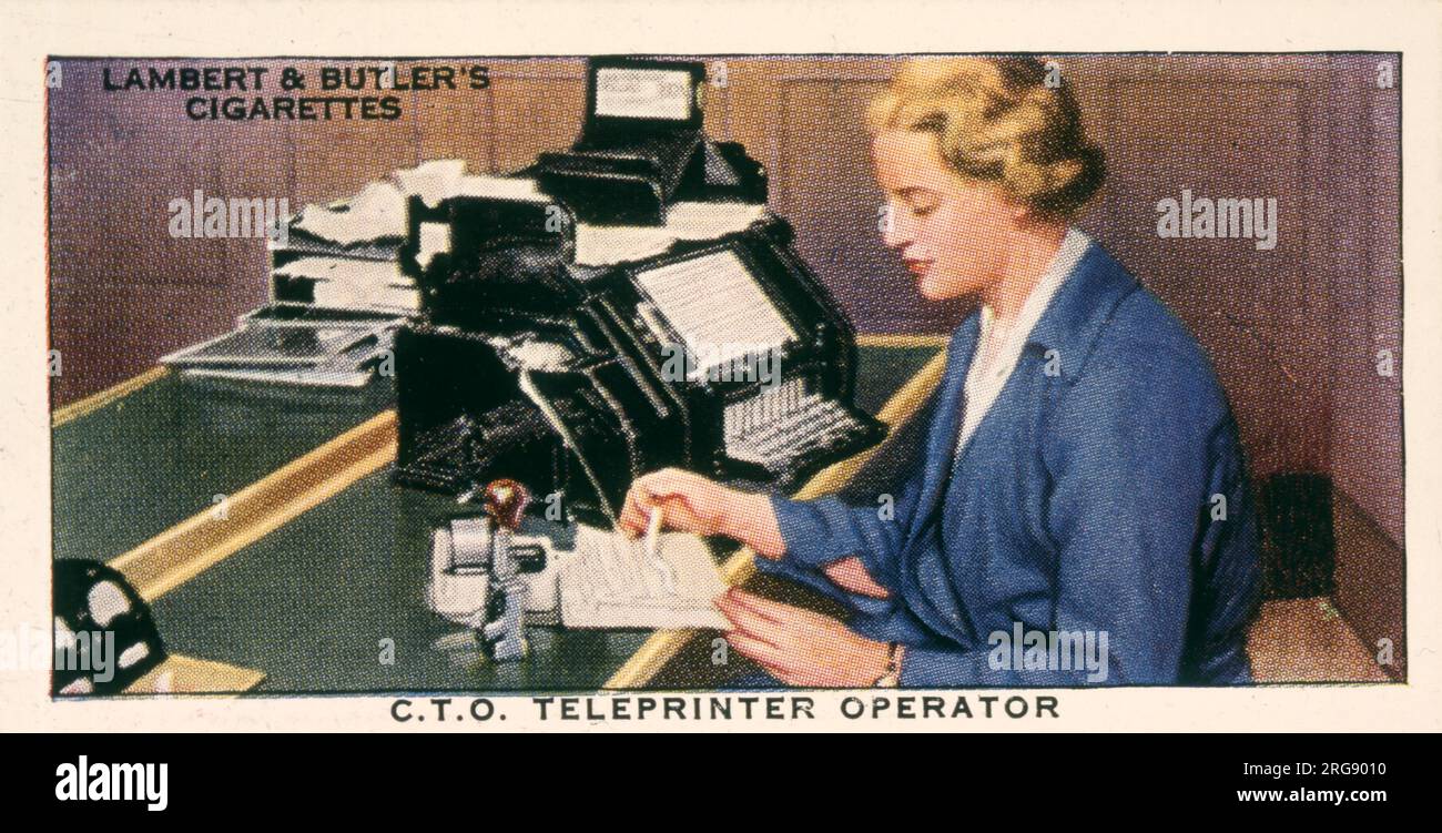 A CTO teleprinter and its operator, noting down a message Stock Photo - Alamy