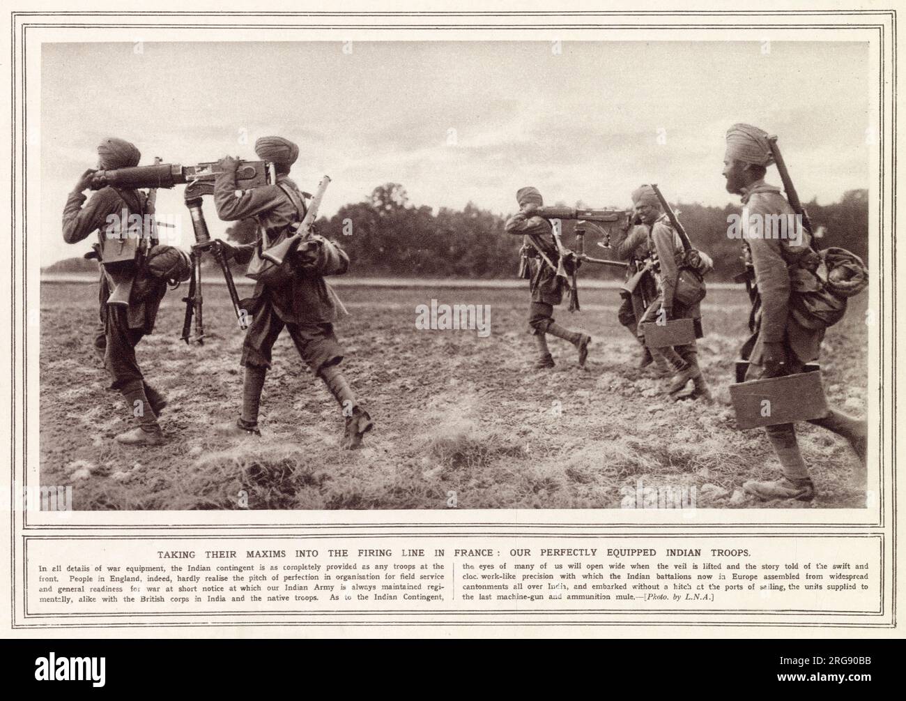 Indian troops take their Maxim machine guns into the firing line on the ...