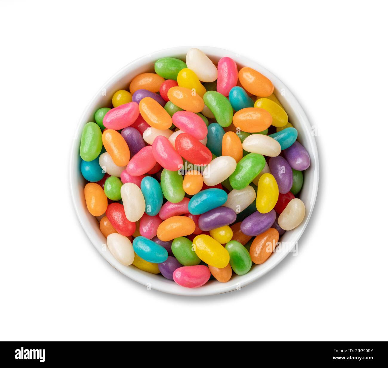 Colorful jelly beans in a bowl isolated over white background Stock ...