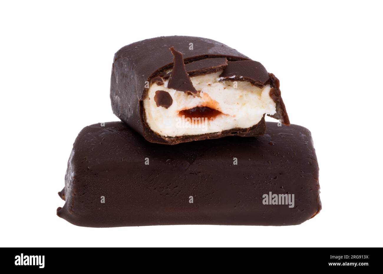 chocolate covered cheese isolated on white background Stock Photo - Alamy