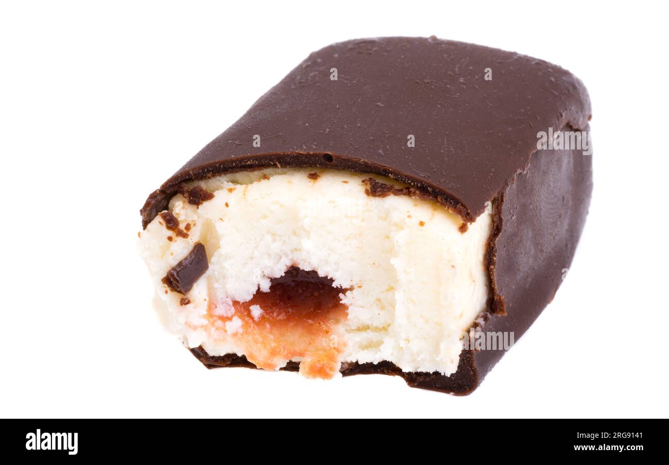 chocolate covered cheese isolated on white background Stock Photo - Alamy