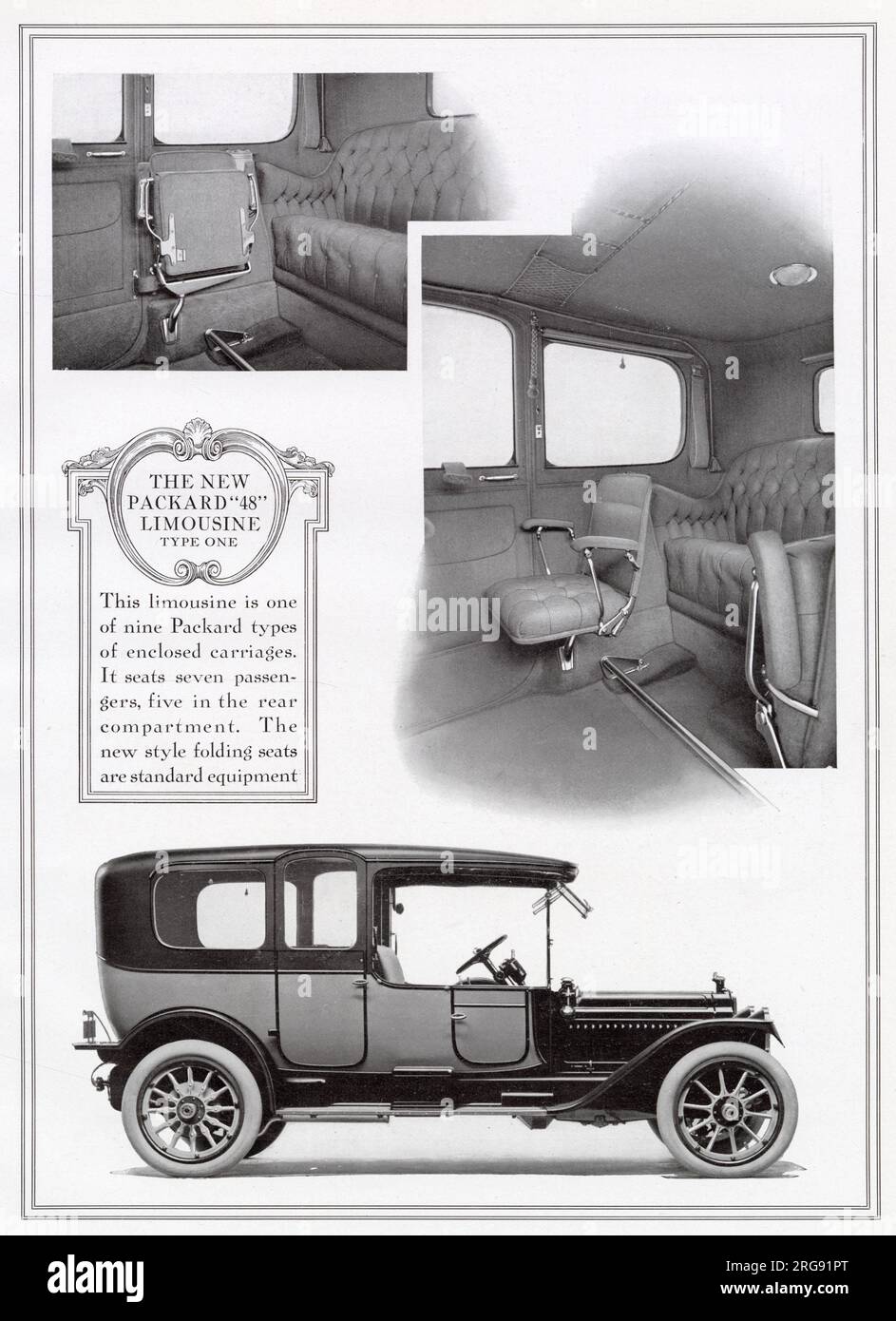 Limousine motor car, carries seven passengers, five in the rear ...