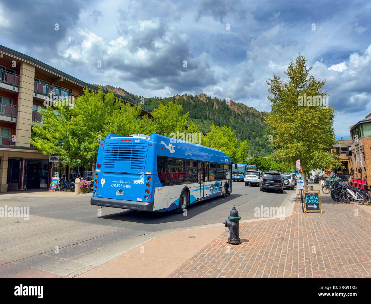 Bus in town hi-res stock photography and images - Alamy