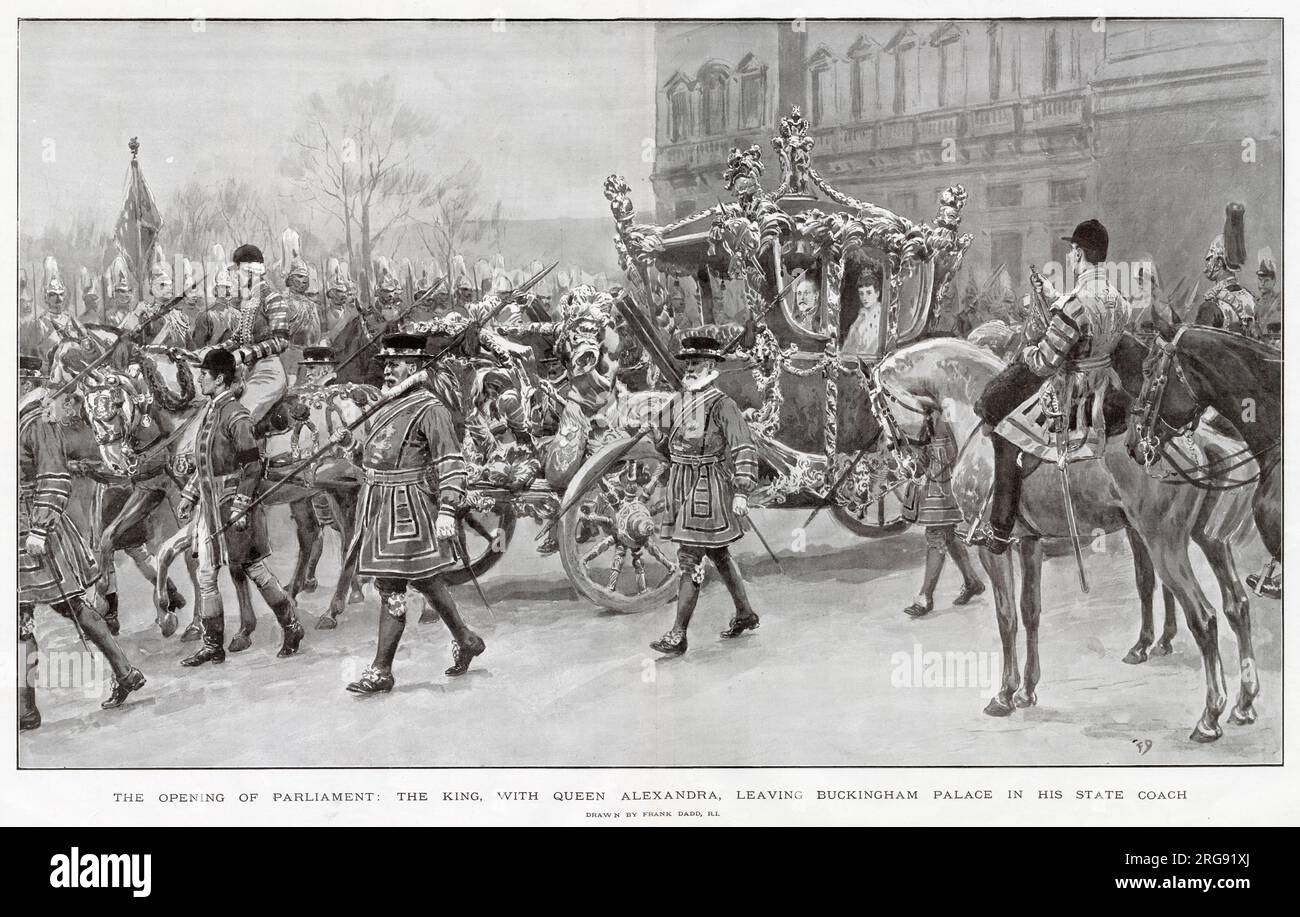 King Edward VII with Queen Alexandra of Denmark in the gilded State ...