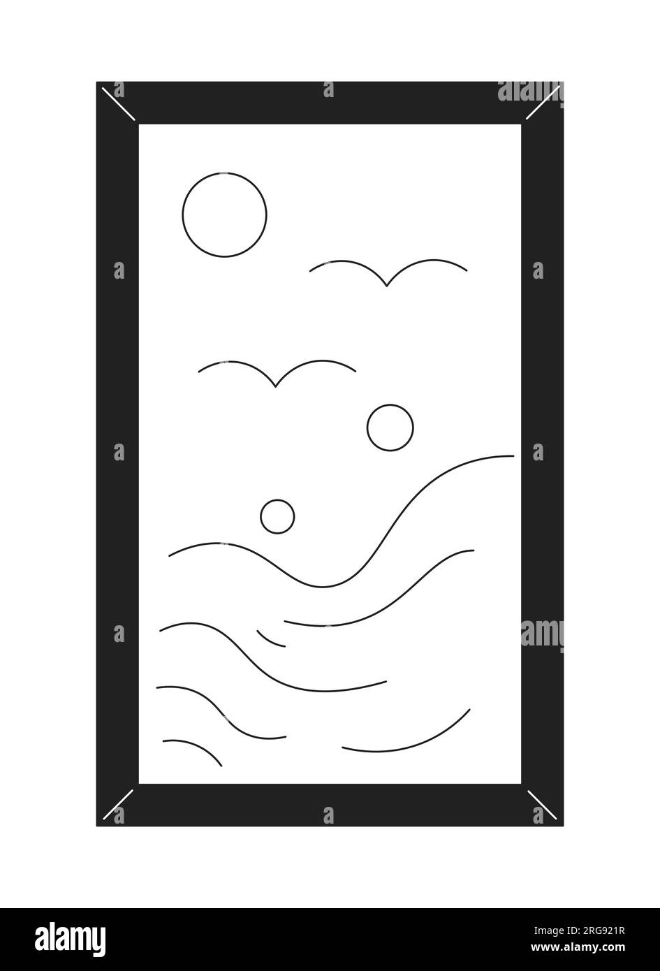 Rectangular picture in frame monochrome flat vector object Stock Vector ...