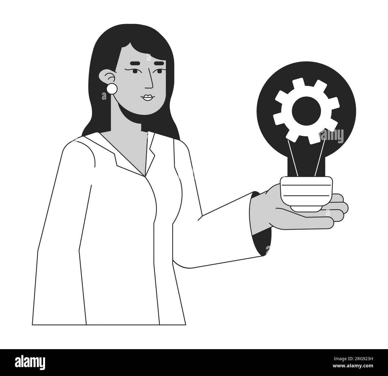 Female engineer bw concept vector spot illustration Stock Vector Image ...
