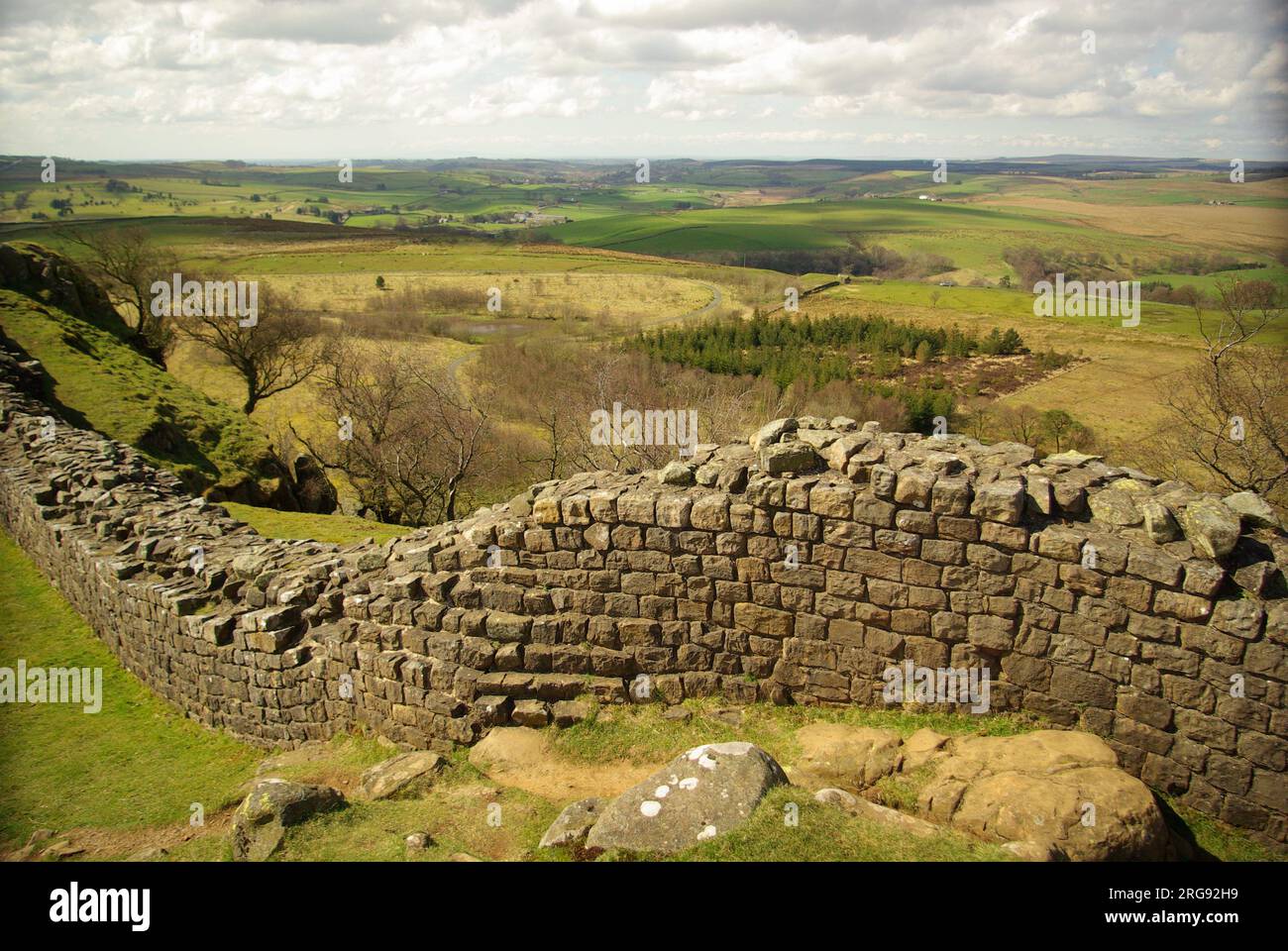 View of Hadrian's Wall at Walltown Crags, with the landscaped Walltown ...