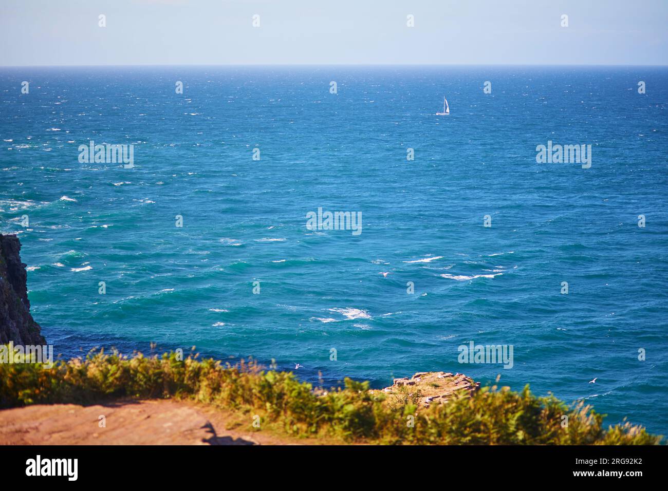 Scenic view of Cape Frehel, one of the most popular tourist ...