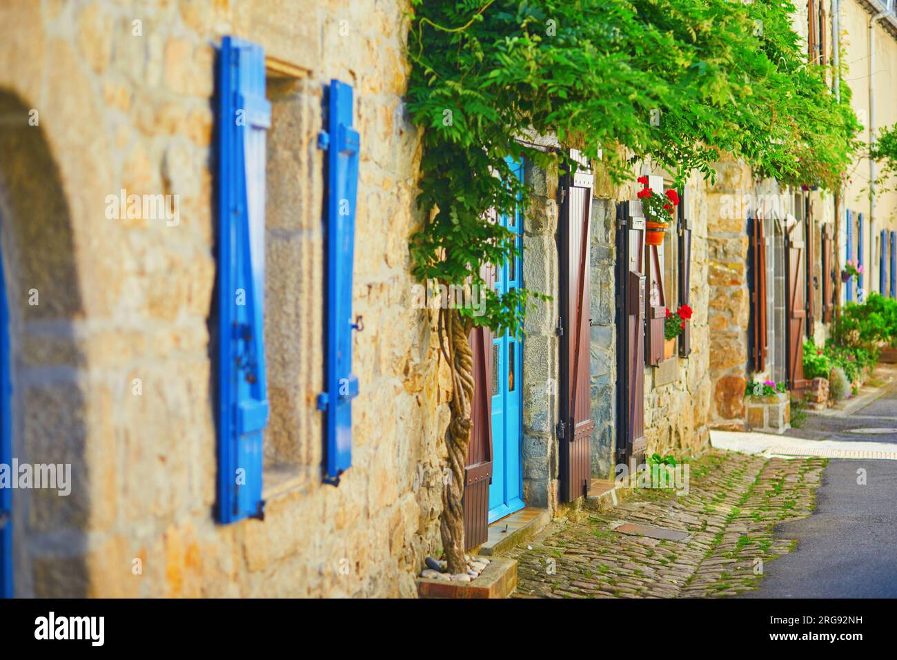 Beautiful street of Camaret-sur-Mer, popular tourist attraction in ...