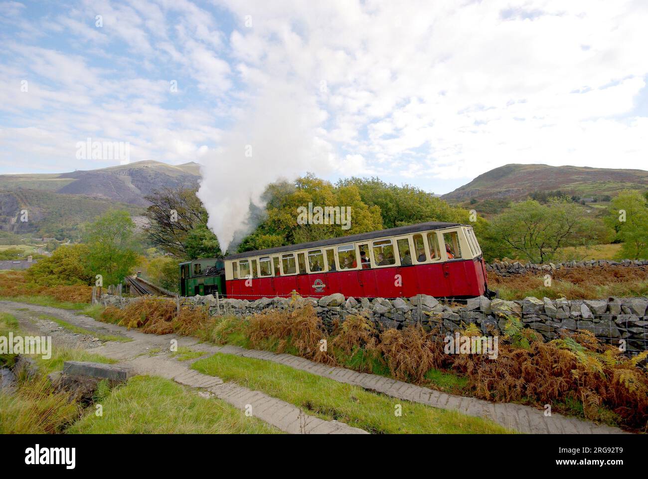 View of the Snowdon Mountain Railway near Waterfall Halt just above the ...