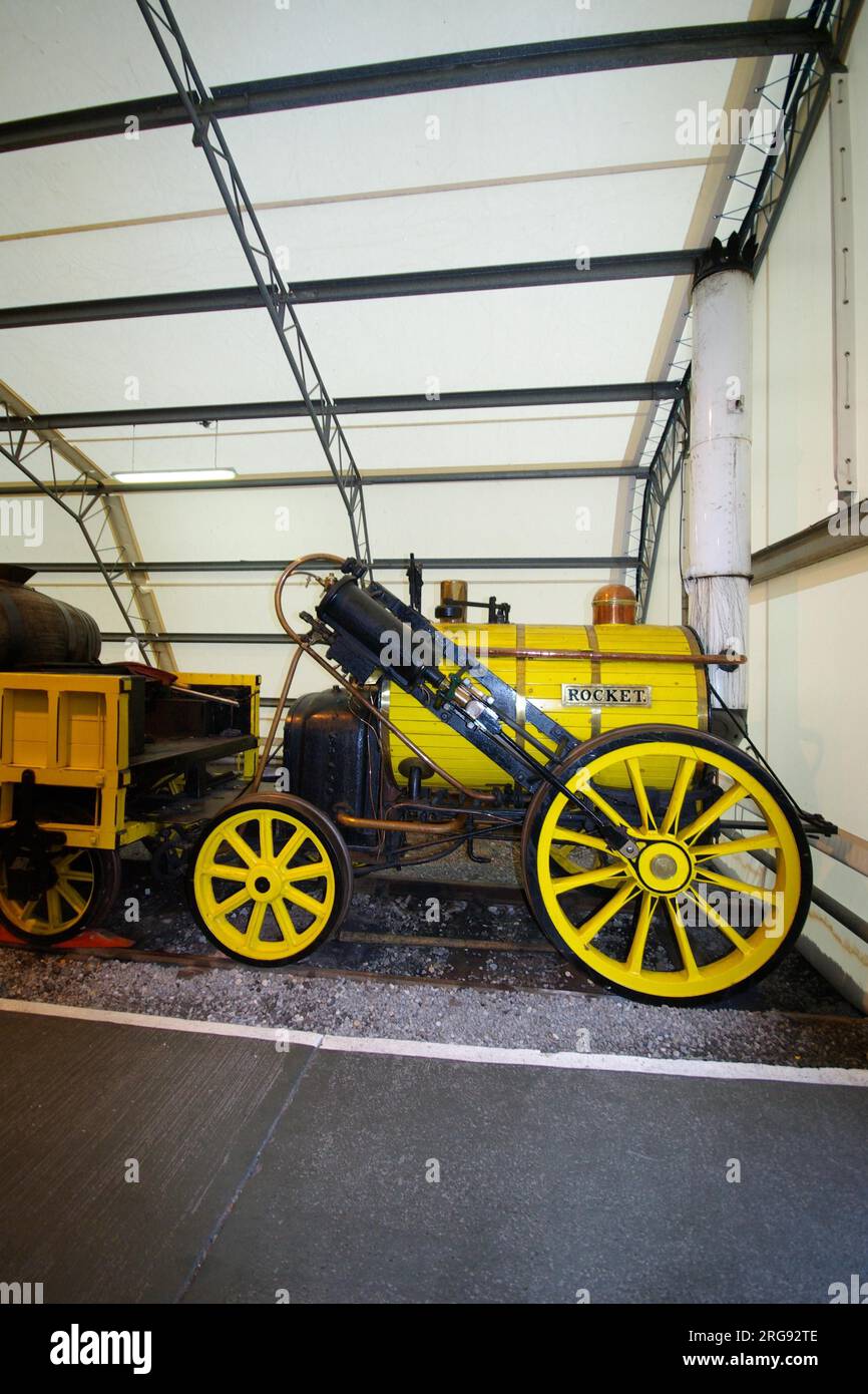 Replica of Robert Stephenson's 'Rocket' steam locomotive, on display at ...