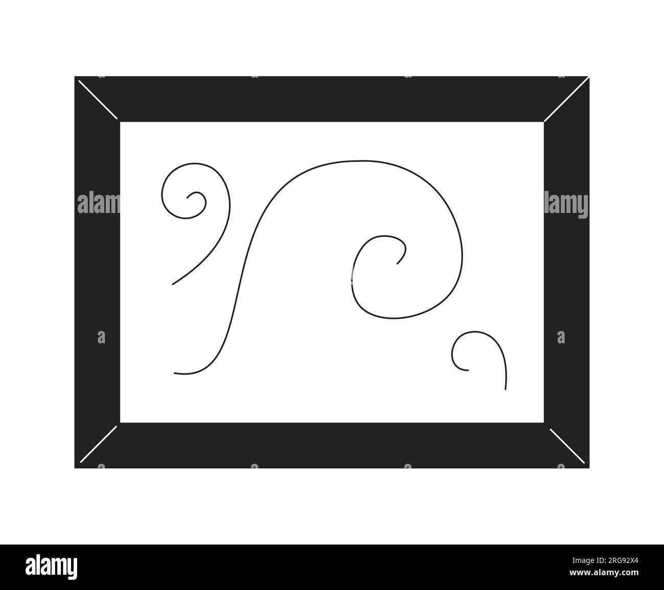 Abstract picture in wooden frame monochrome flat vector object Stock ...
