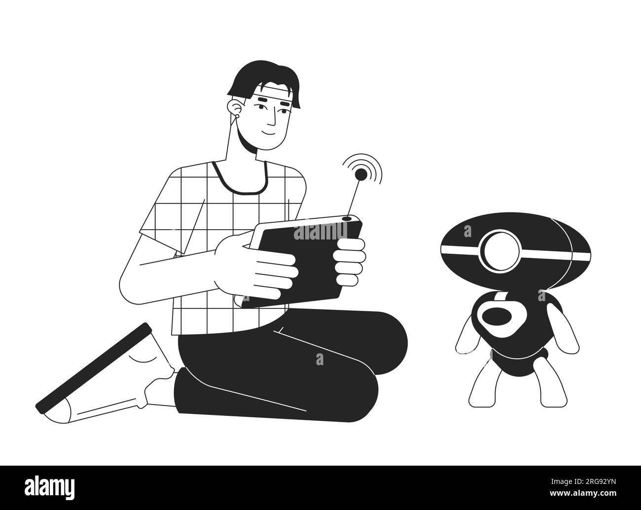 Robotics engineer bw concept vector spot illustration Stock Vector ...