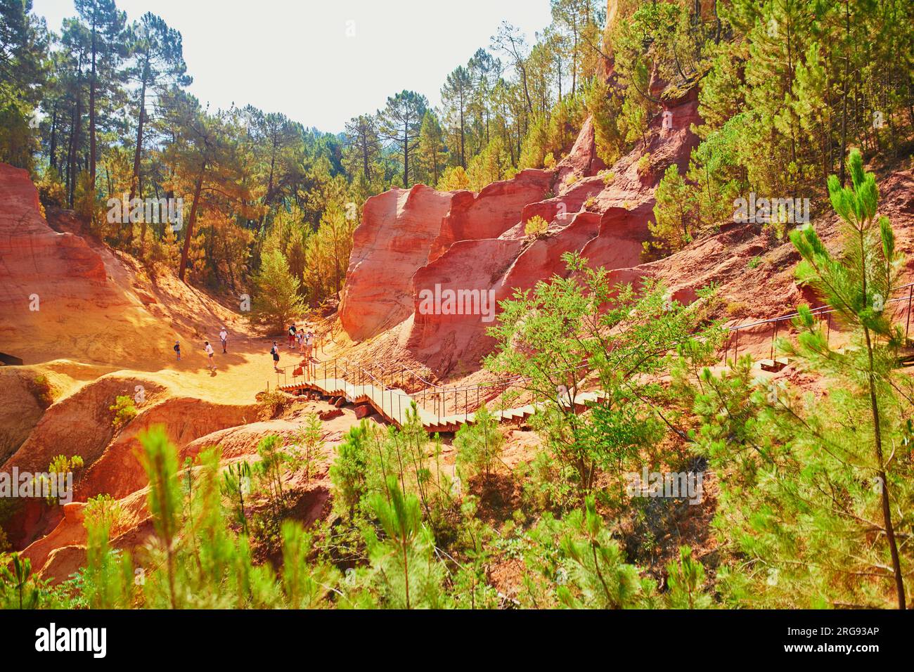 Famous Ochre path (Sentier des Ocres in French) through large ochre ...