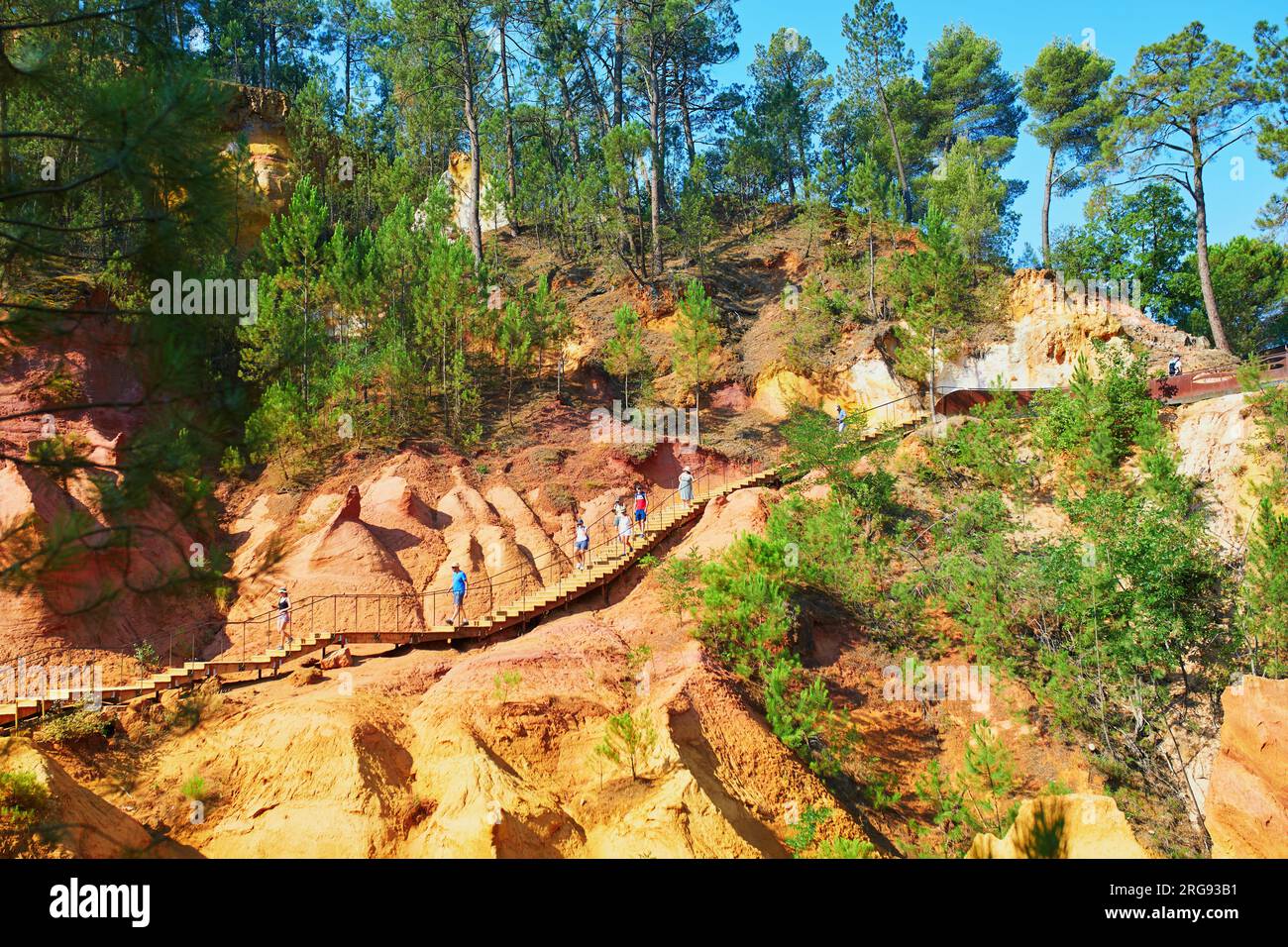 Famous Ochre path (Sentier des Ocres in French) through large ochre ...