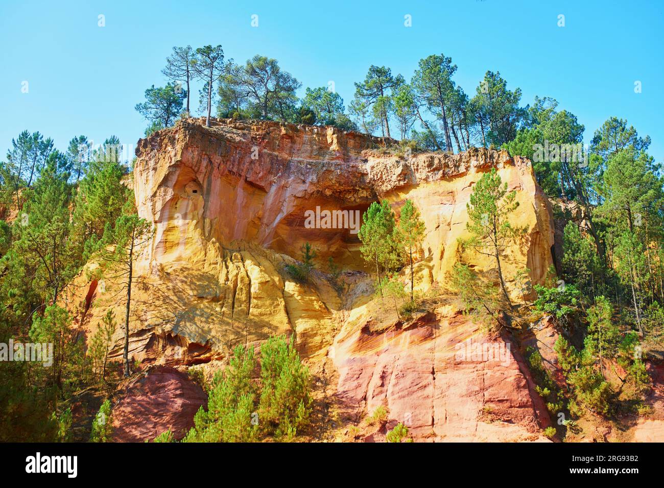 Famous Ochre path (Sentier des Ocres in French) through large ochre ...