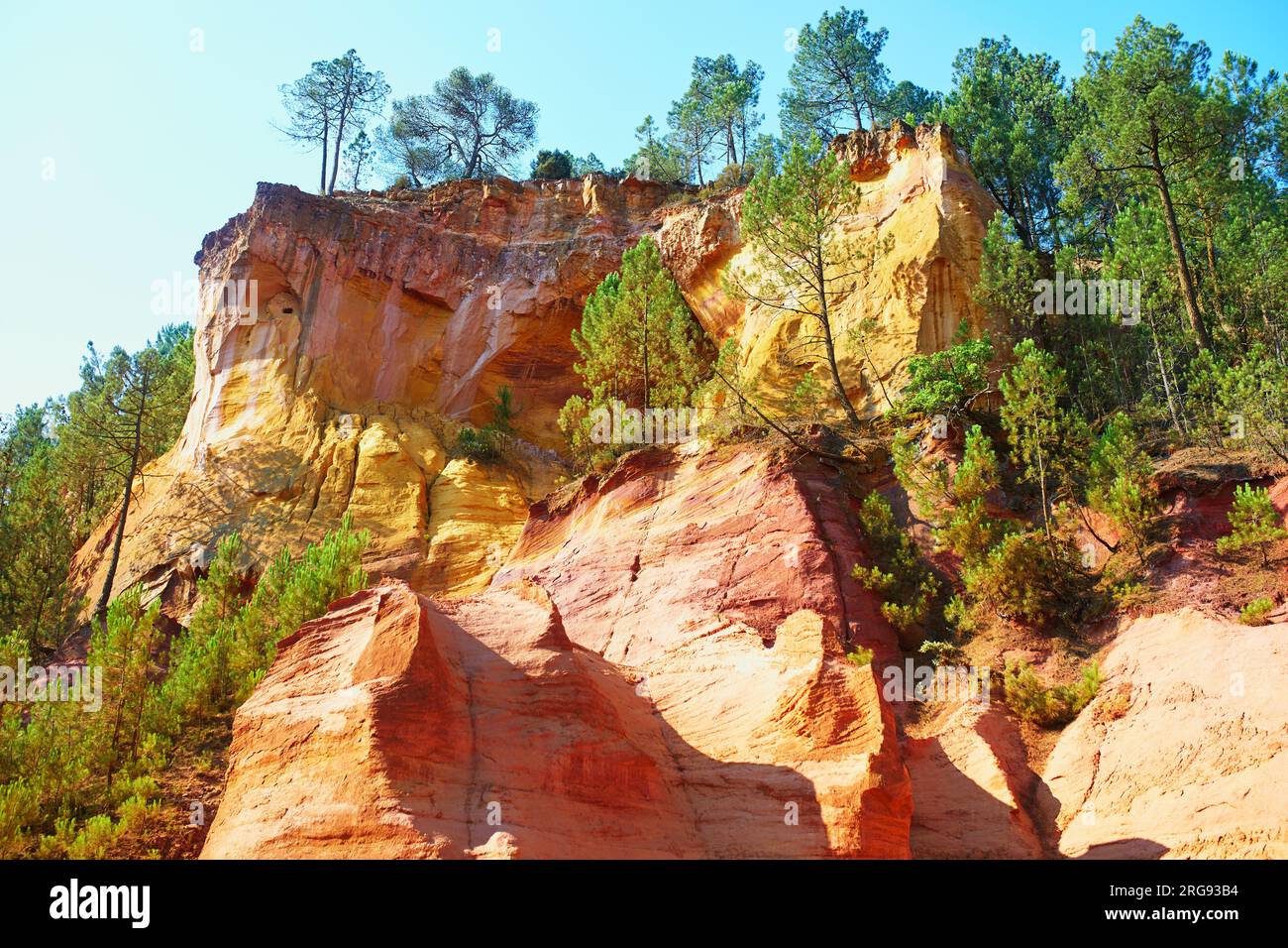 Famous Ochre path (Sentier des Ocres in French) through large ochre ...