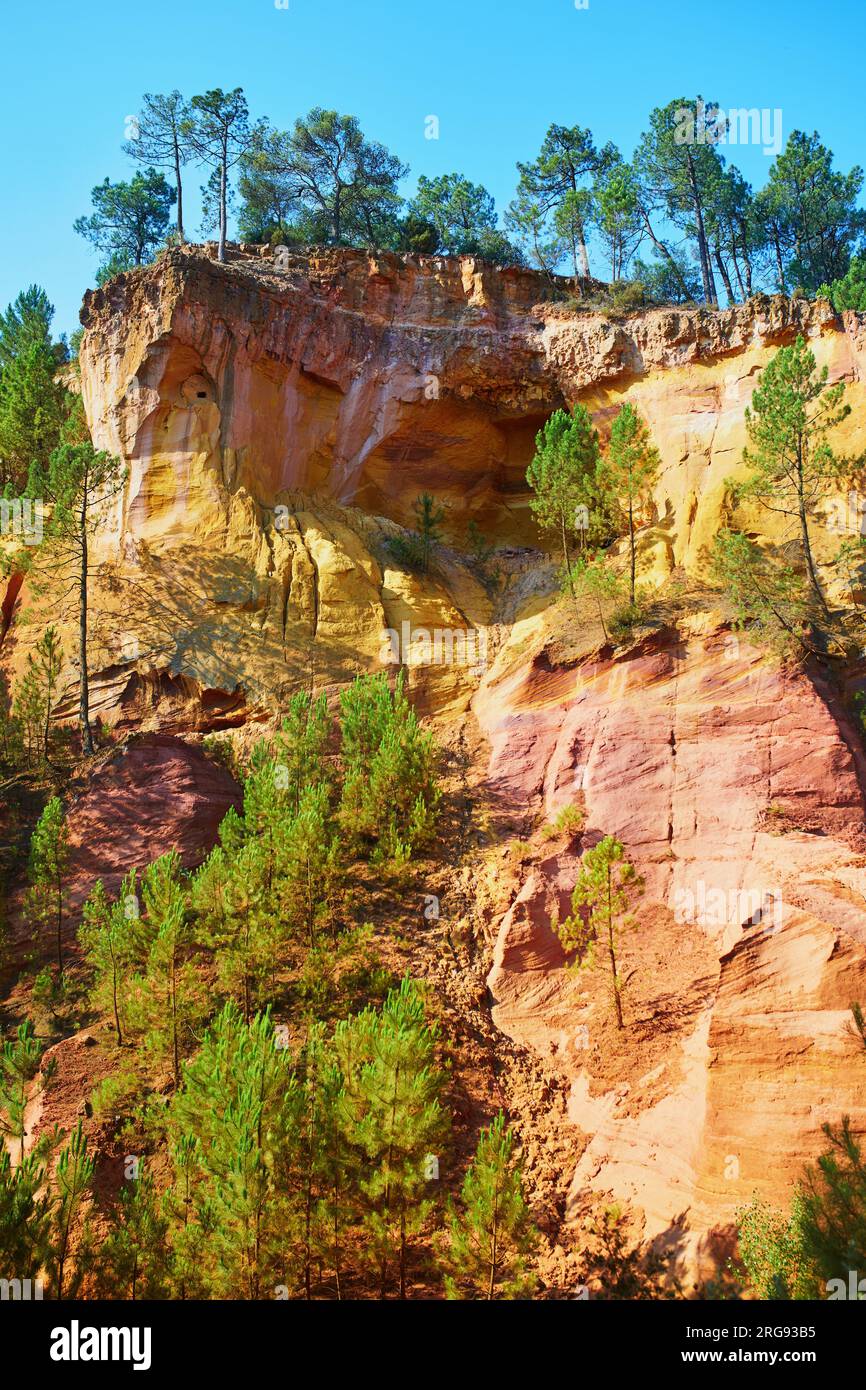 Famous Ochre path (Sentier des Ocres in French) through large ochre ...