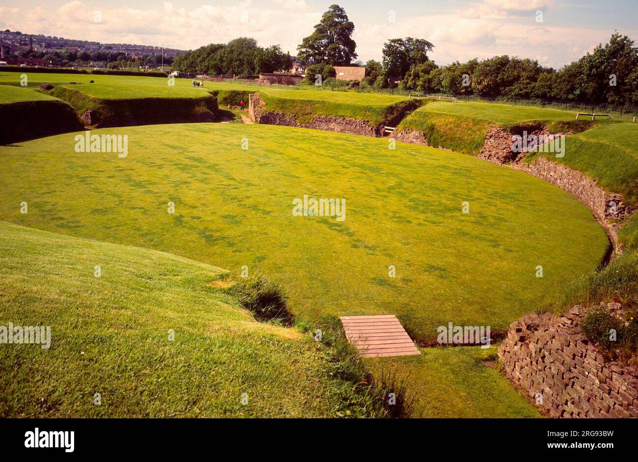 The remains of the Roman amphitheatre at Caerleon-on-Usk, Monmouthshire ...