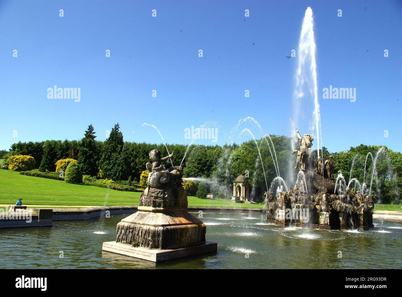 View of one of the fountains and part of the grounds at Witley Court ...
