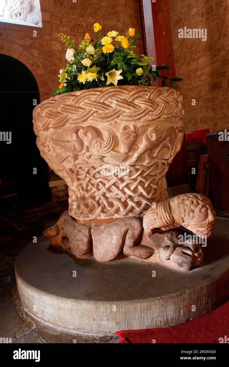 Norman font in St Michael and All Angels Church, Castle Frome ...