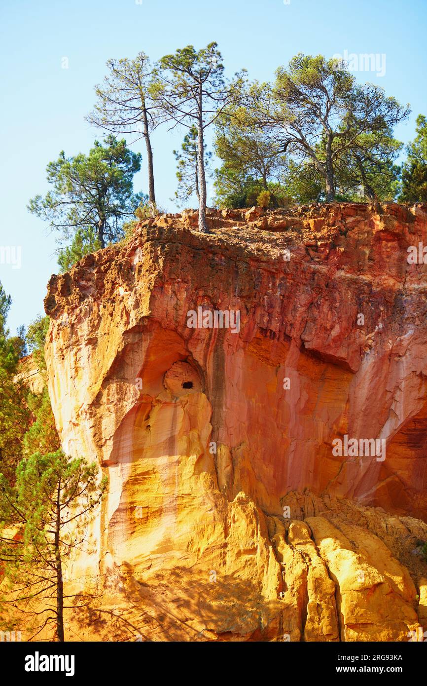 Famous Ochre path (Sentier des Ocres in French) through large ochre ...