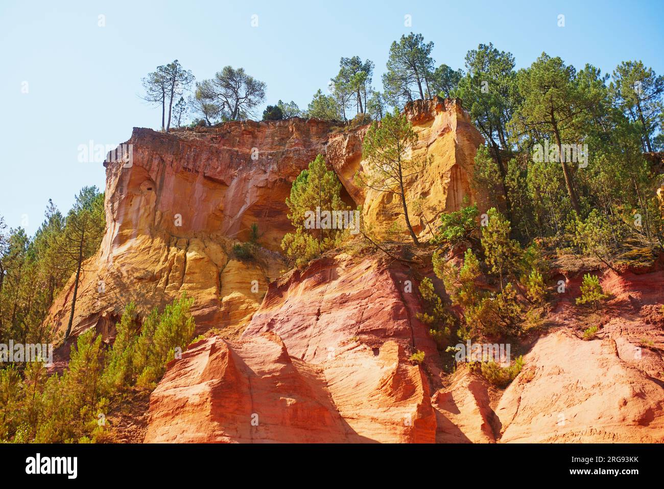Famous Ochre path (Sentier des Ocres in French) through large ochre ...