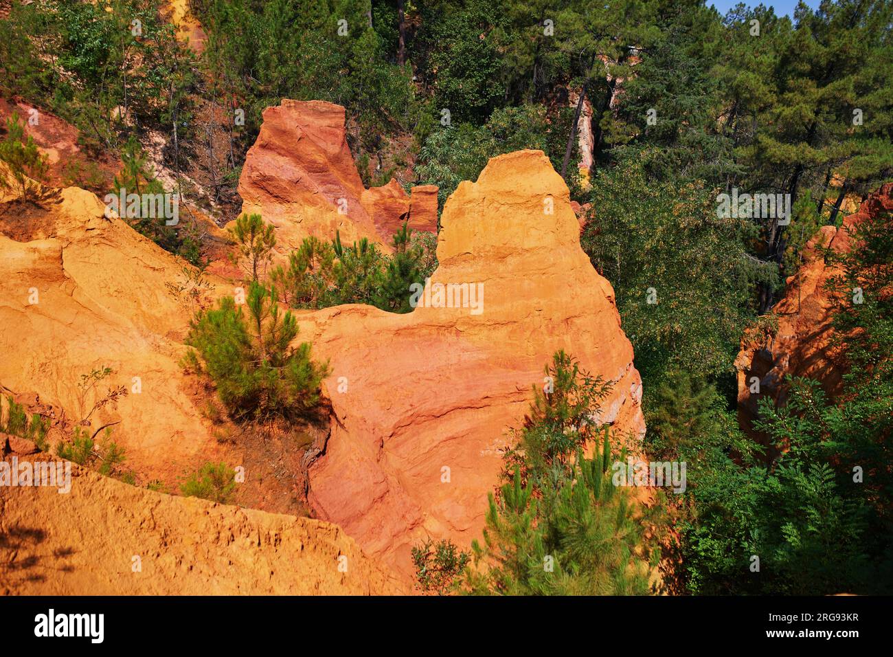 Famous Ochre path (Sentier des Ocres in French) through large ochre ...