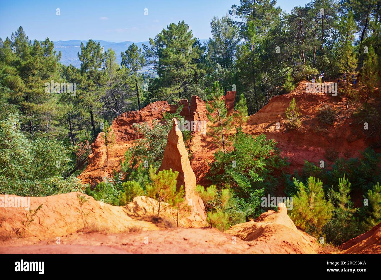 Famous Ochre path (Sentier des Ocres in French) through large ochre ...