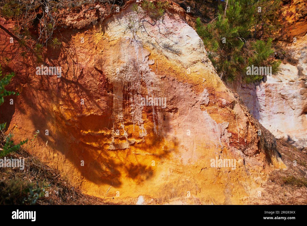 Famous Ochre path (Sentier des Ocres in French) through large ochre ...