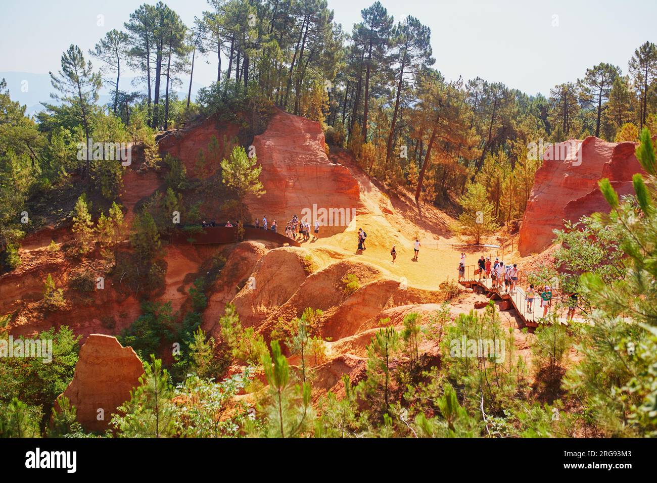 Famous Ochre path (Sentier des Ocres in French) through large ochre ...